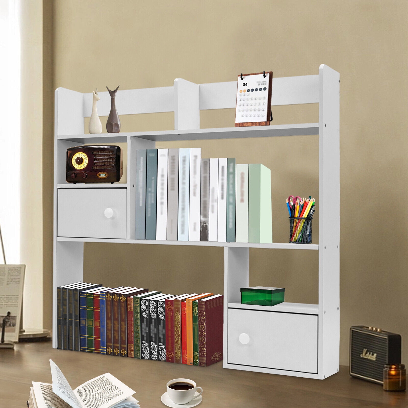 Desktop Bookshelf Organizer Office Desk Storage Display Shelf Open Rack ...