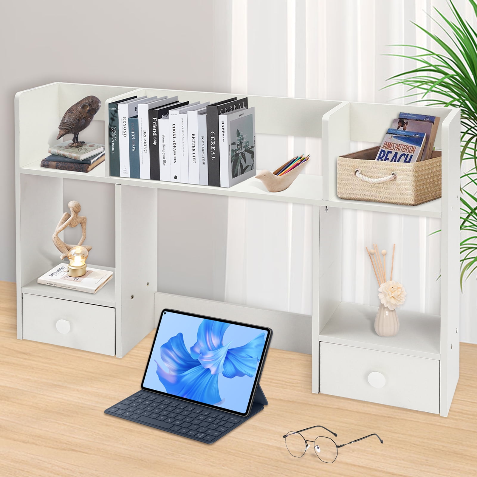 Desktop Bookshelf Organizer, Office Desk Storage Display Shelf Rack ...