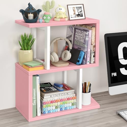Desktop Bookshelf for Top of Desk Shelf - Bookcase 3-Tier Shelves ...