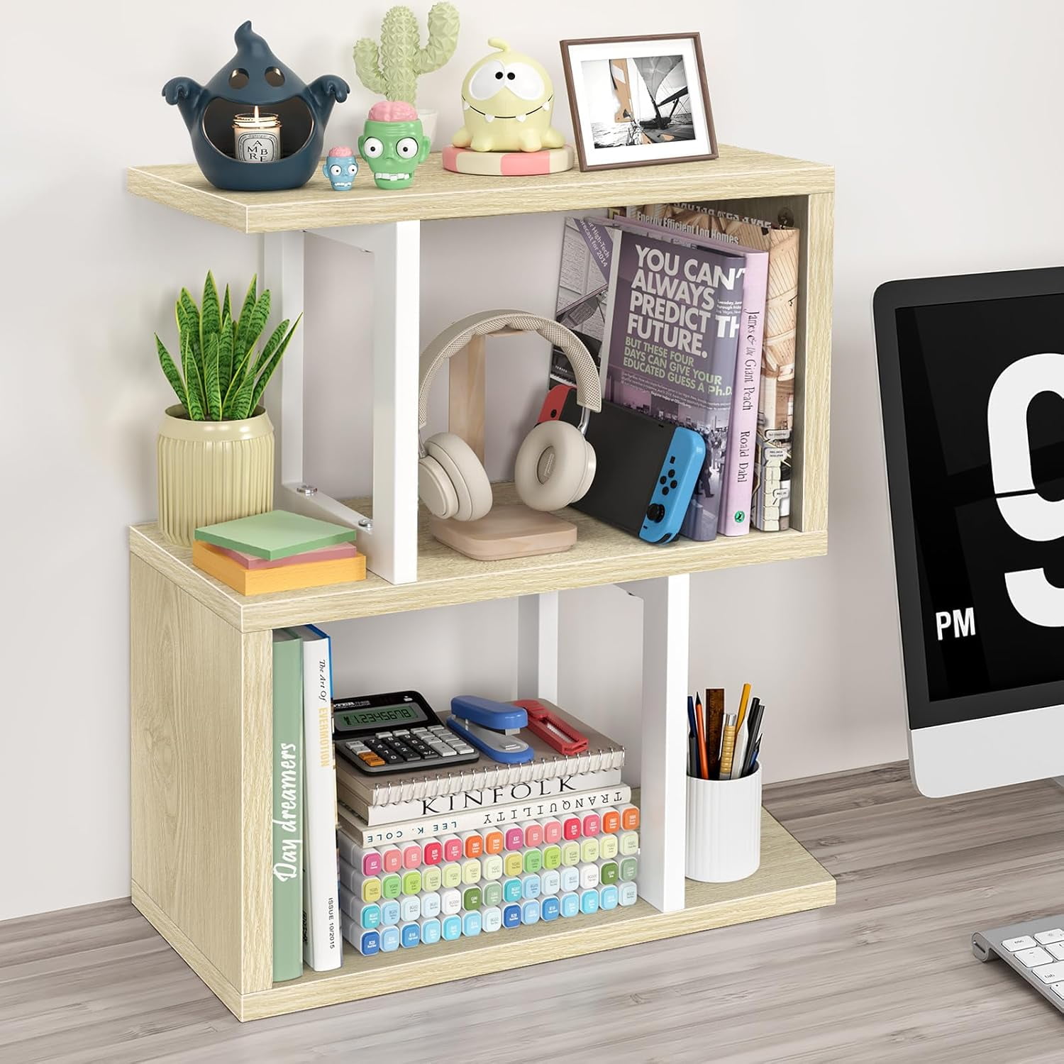 Desktop Bookshelf for Top of Desk Shelf - Bookcase 3-Tier Shelves ...
