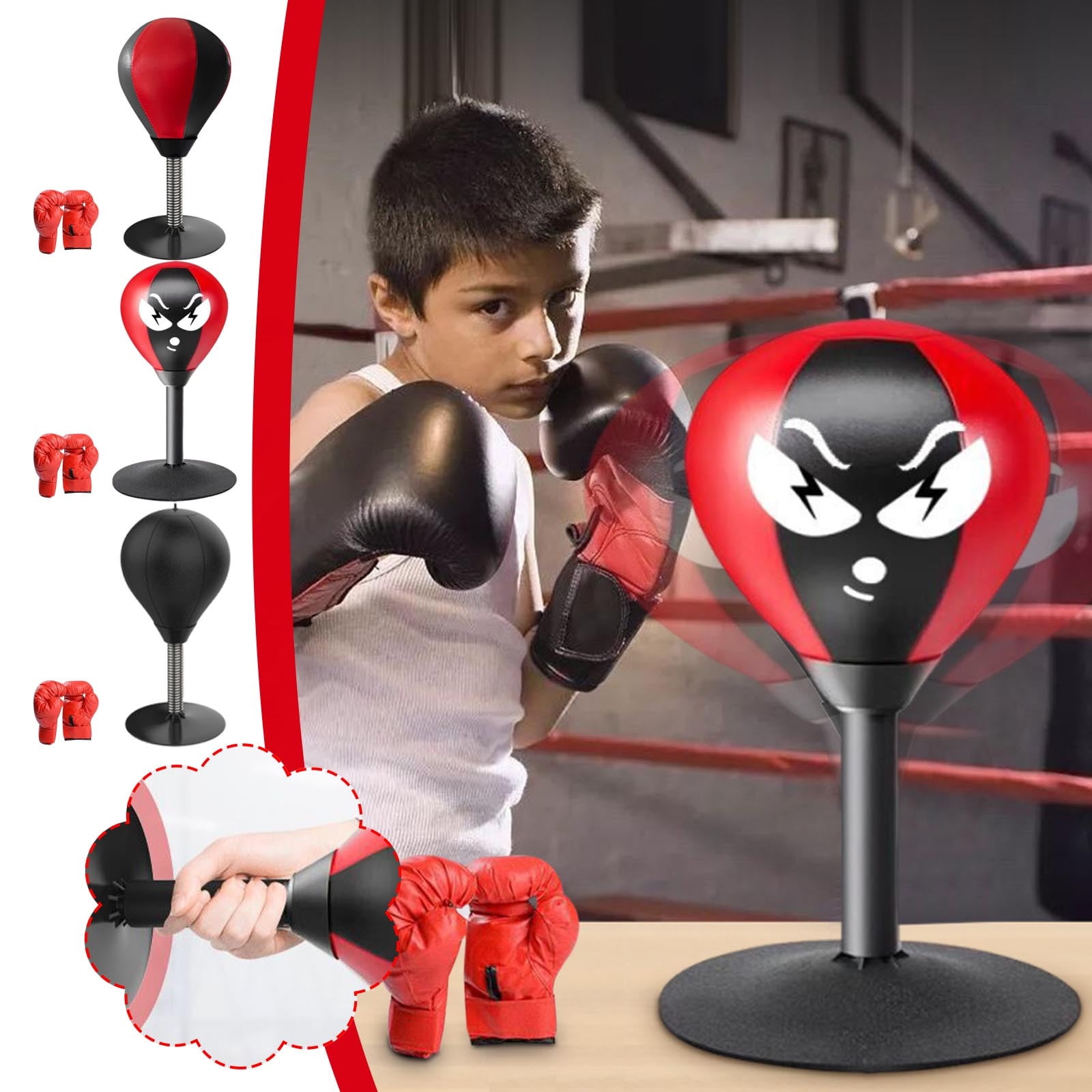 Desktop Boxing Speed Ball Training Set with Adjustable Height Stand ...
