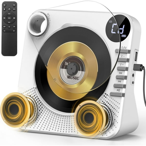 Desktop CD Player Bluetooth with HiFi Dual Speaker, CD Player for Home ...