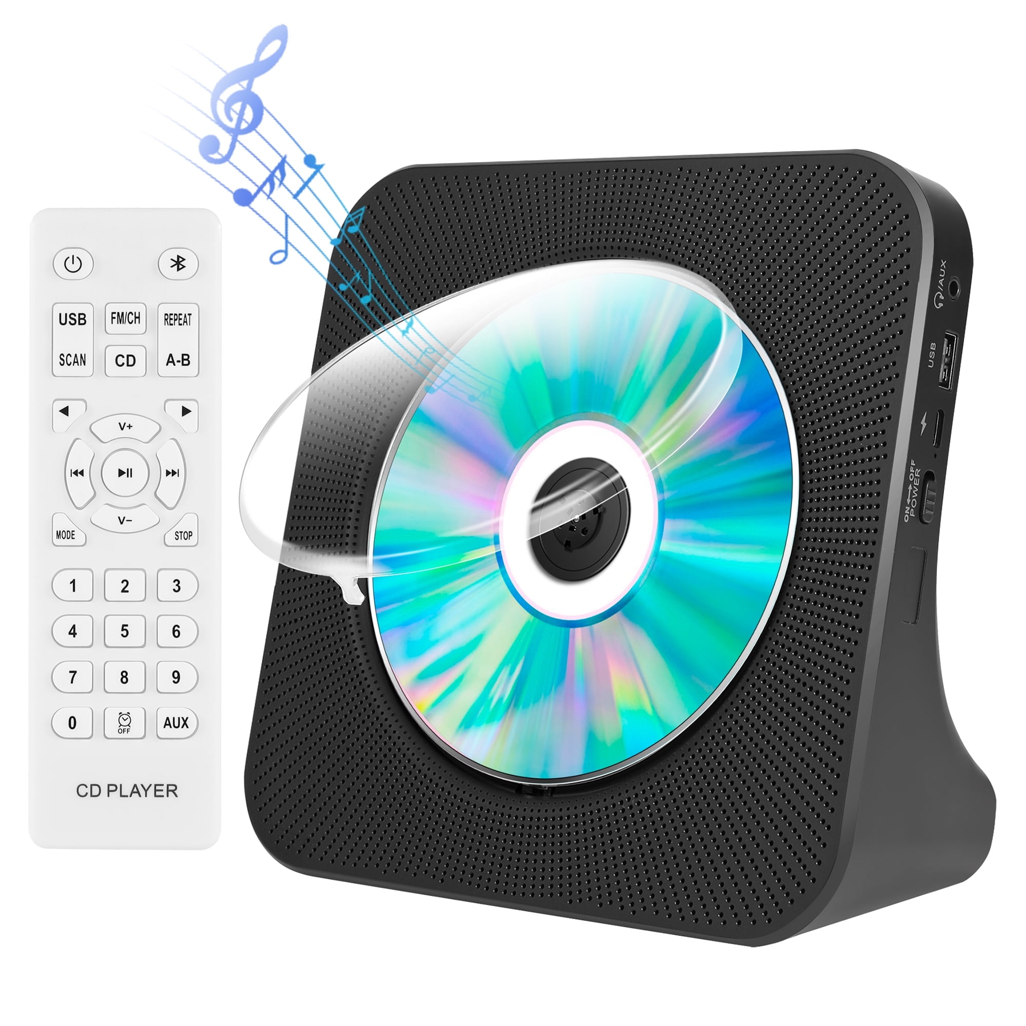 Portable CD Player with Bluetooth, USB, AUX, FM Radio, Desktop CD Music ...