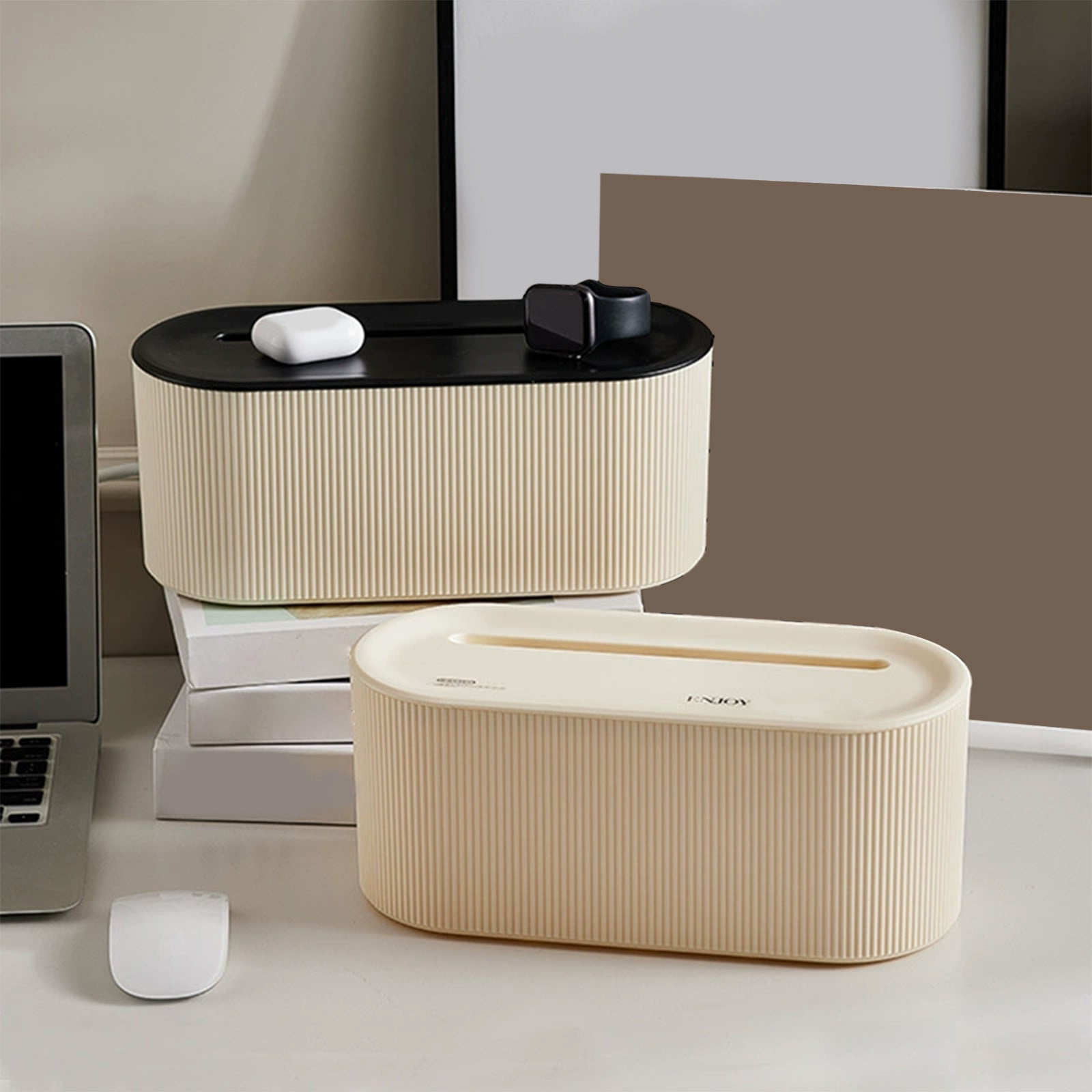 Desktop Cable Organizer, Charging Station, Multiple Compartments + Lid ...