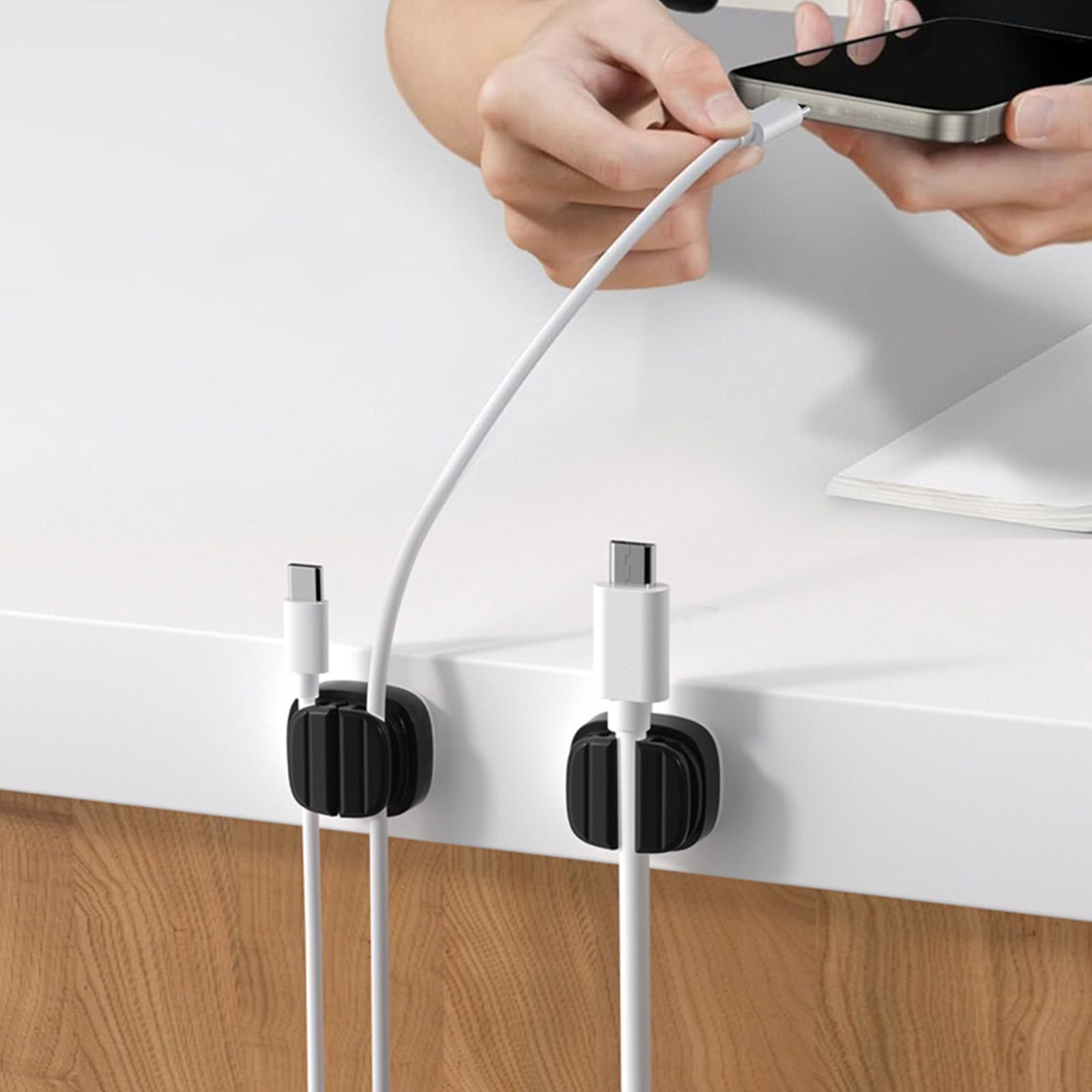 Desktop Cable Organizer,Table Edge Fixed Clip,No-Drill for Wall & Car ...