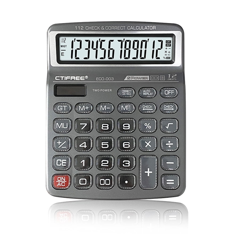 Desktop Calculator 12 Digit Large Solar Power and LCD Display Big ...