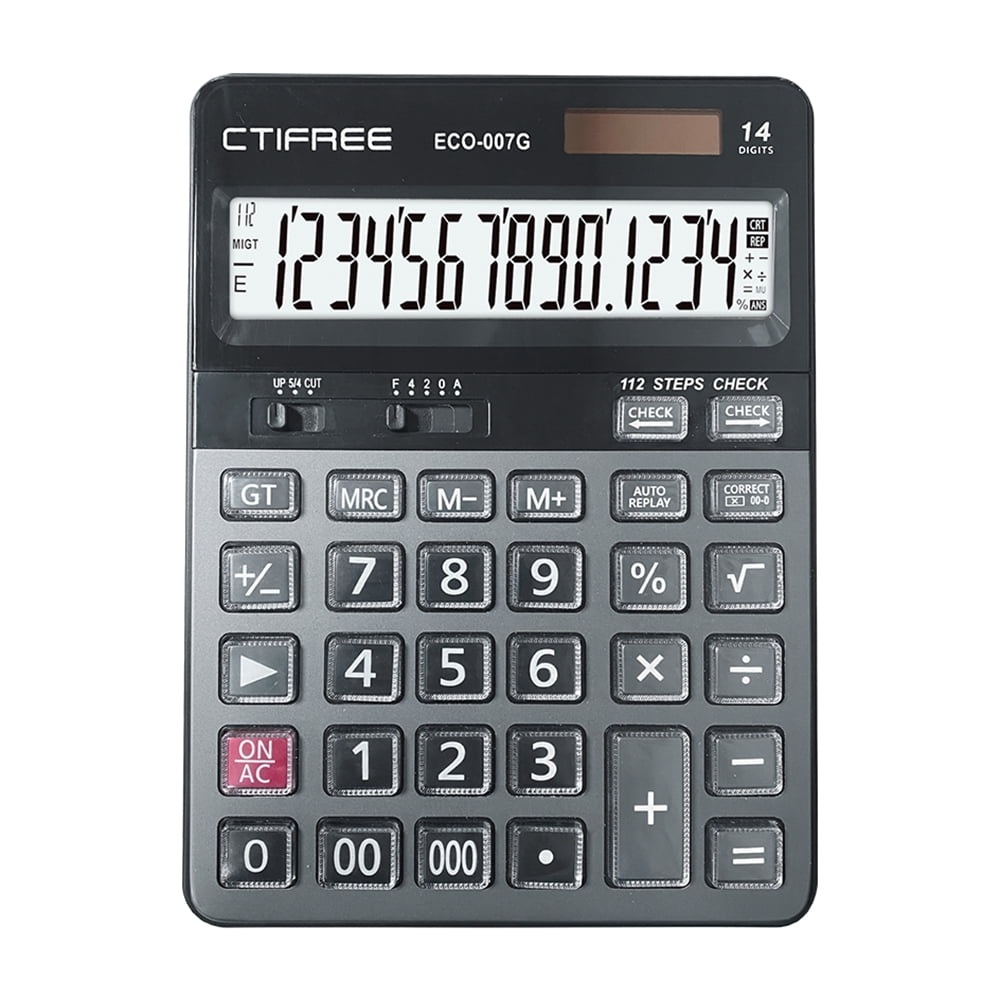 Desktop Calculator 14 Digit Large Solar Power and LCD Display Big ...