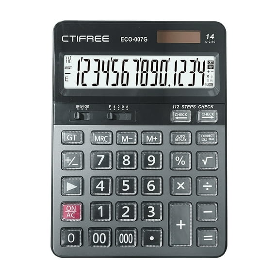 Desktop Calculator 14 Digit Large Solar Power and LCD Display Big ...