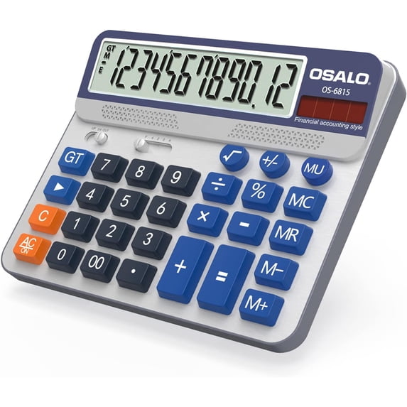 Desktop Calculator Extra Lar 5-Inch LCD Display 12-Digit Big Number ...