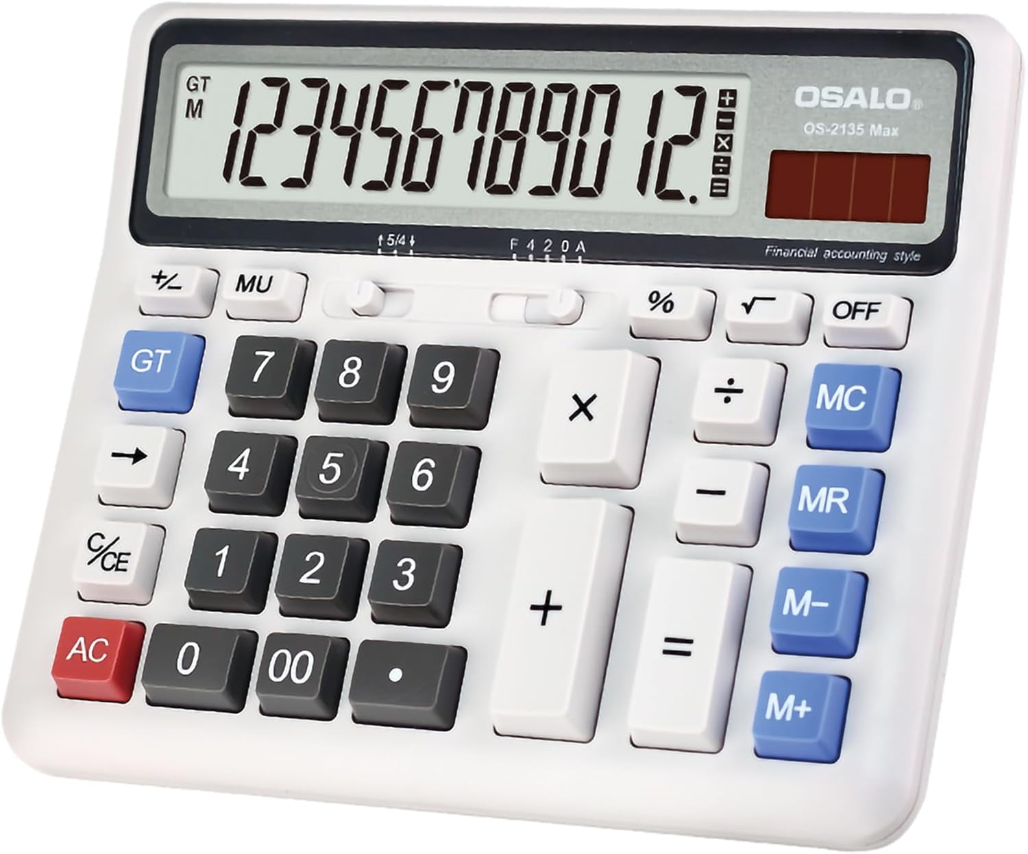 Desktop Calculator Extra Large 5in LCD Display 12-Digit Big Button Giant Accounting Calculator ...