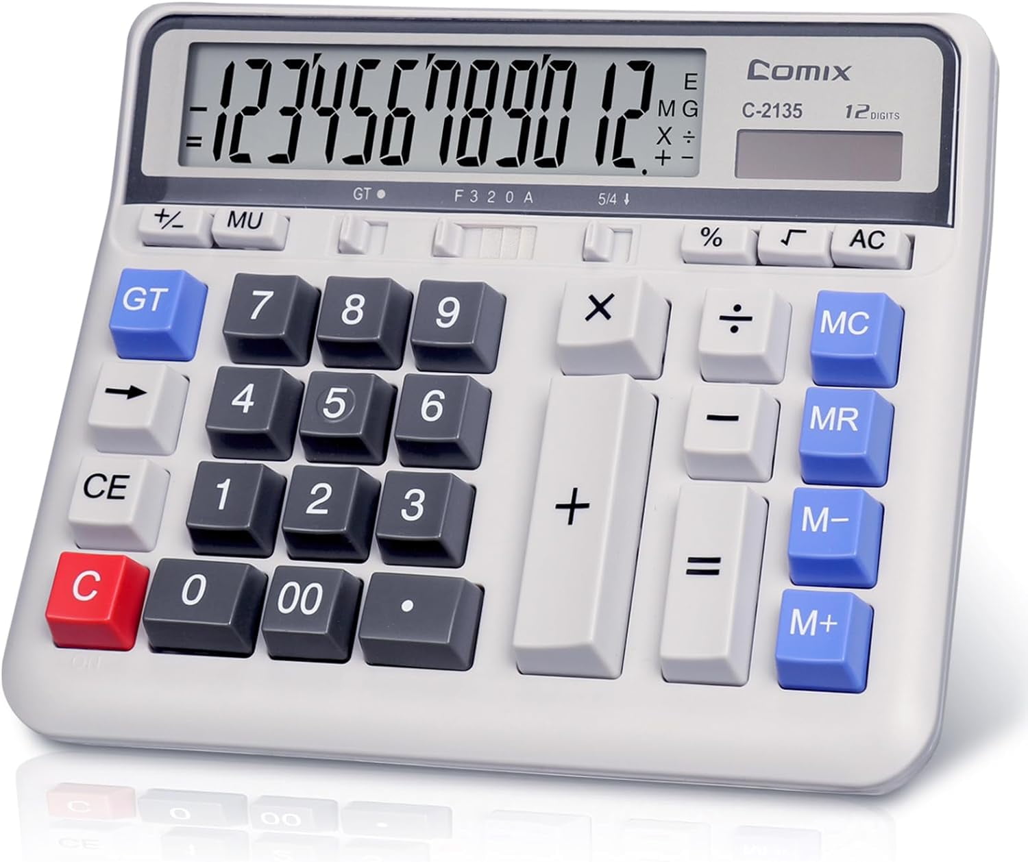 Desktop Calculator Solar Battery Dual Power with 12-Digit Large LCD ...