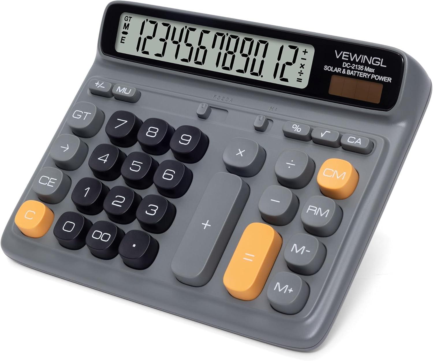 Desktop Calculator with Lar LCD Display, 12-Digit Dual Power Solar ...