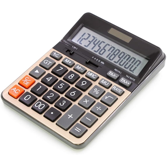 Desktop Calculator with Large 12 Digit LCD Display, Solar Battery Dual ...