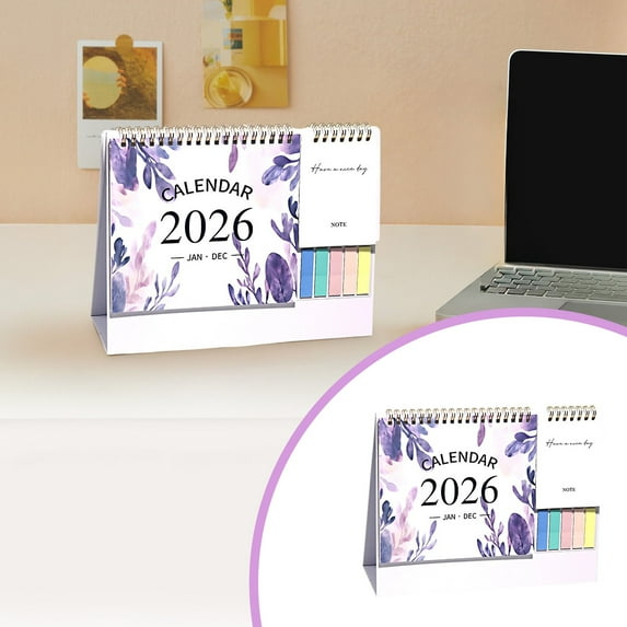 Desktop Calendar 2026 with Sticky Notes, Multi-Functional English ...