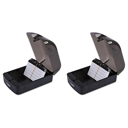 Desktop Card File with 350 Card Capacity in Black and Clear - Walmart.com