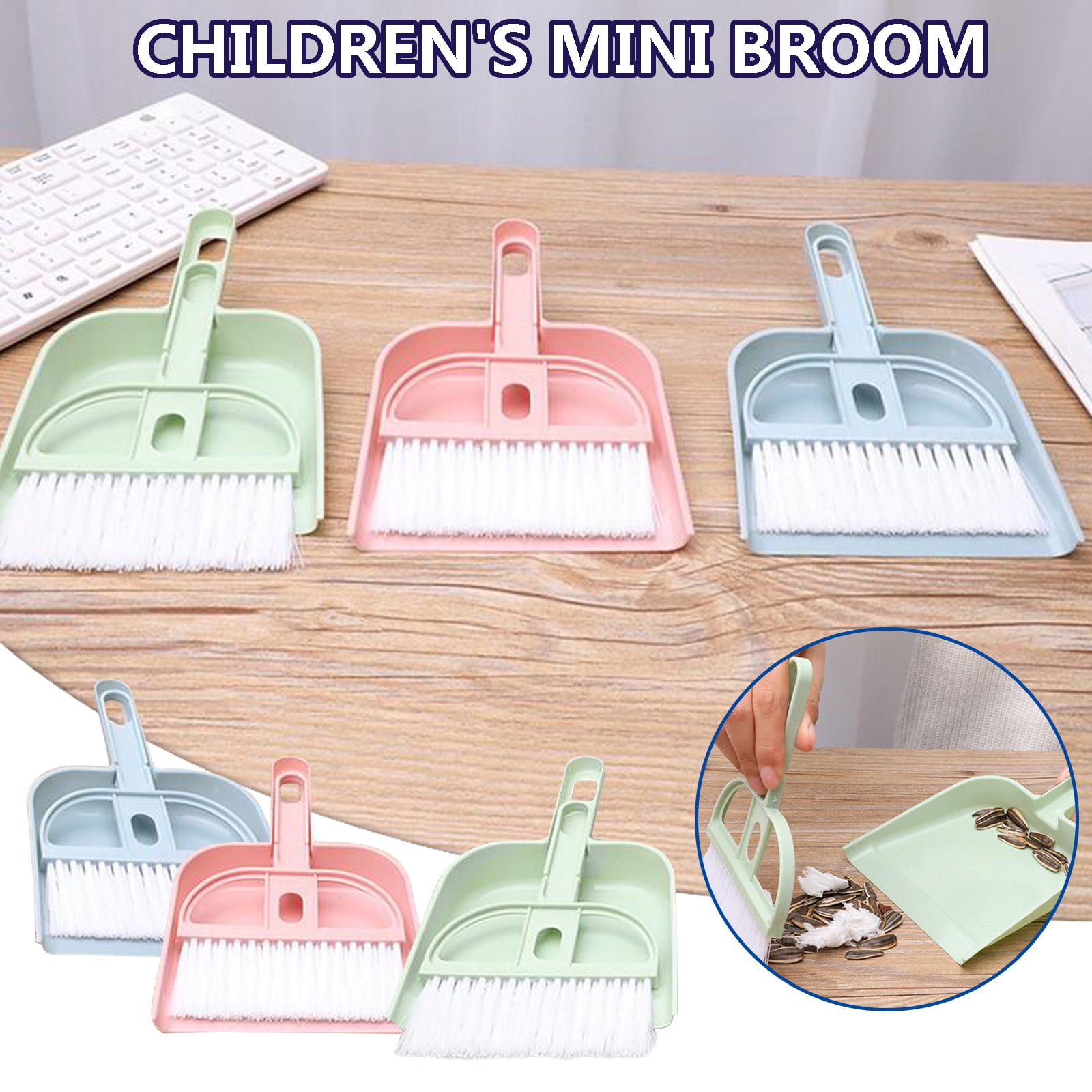 Desktop Cleaning Brush and Dustpan Set, Small Plastic Tabletop Sweeper ...