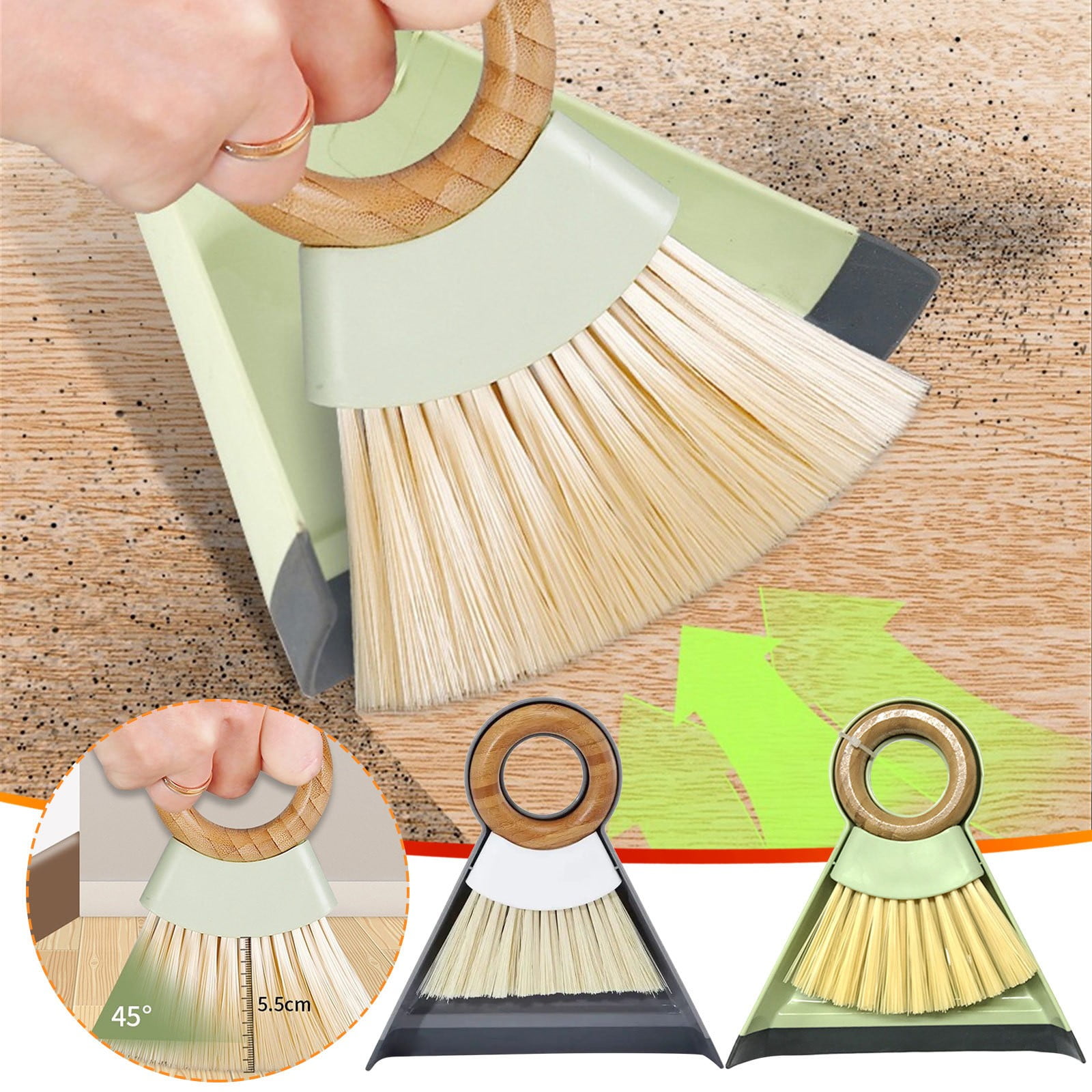 Desktop Cleaning Brush with Mini Dustpan, Nylon Bristles & Compact ...