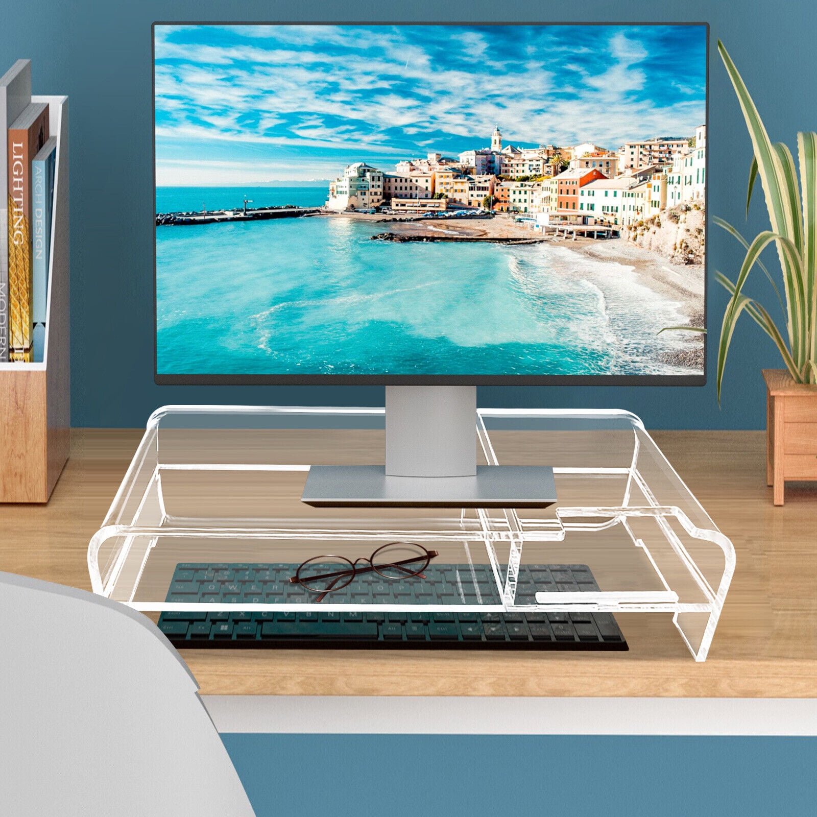 Desktop Clear Acrylic Monitor Stand Riser Office/Household Computer ...