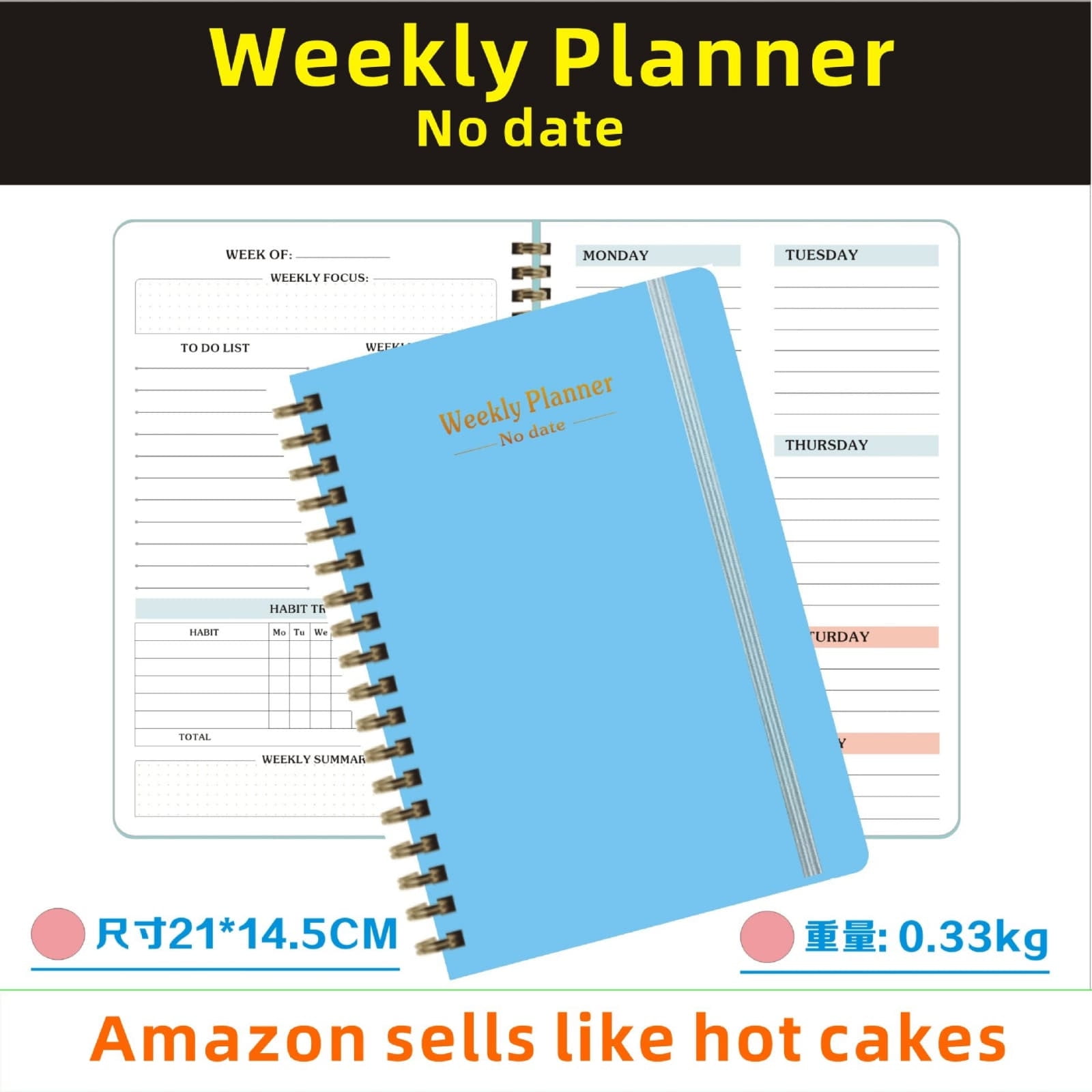 Desktop Coil Planner Notebook | Undated & Lay-Flat Design with Thick ...
