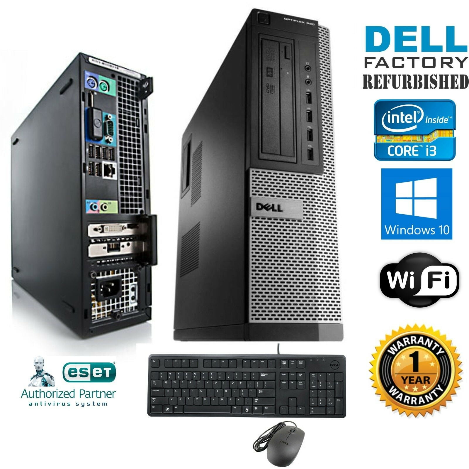Pre-Owned Desktop Computer Dell 790 Intel Core i3 Windows 10 pro 64 ...