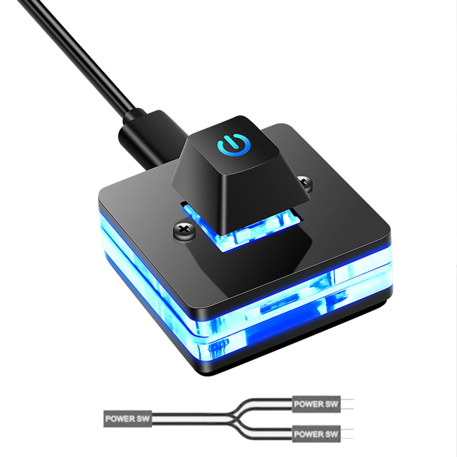 Desktop Computer Power Button with Extension Cable and LED Light, Long ...