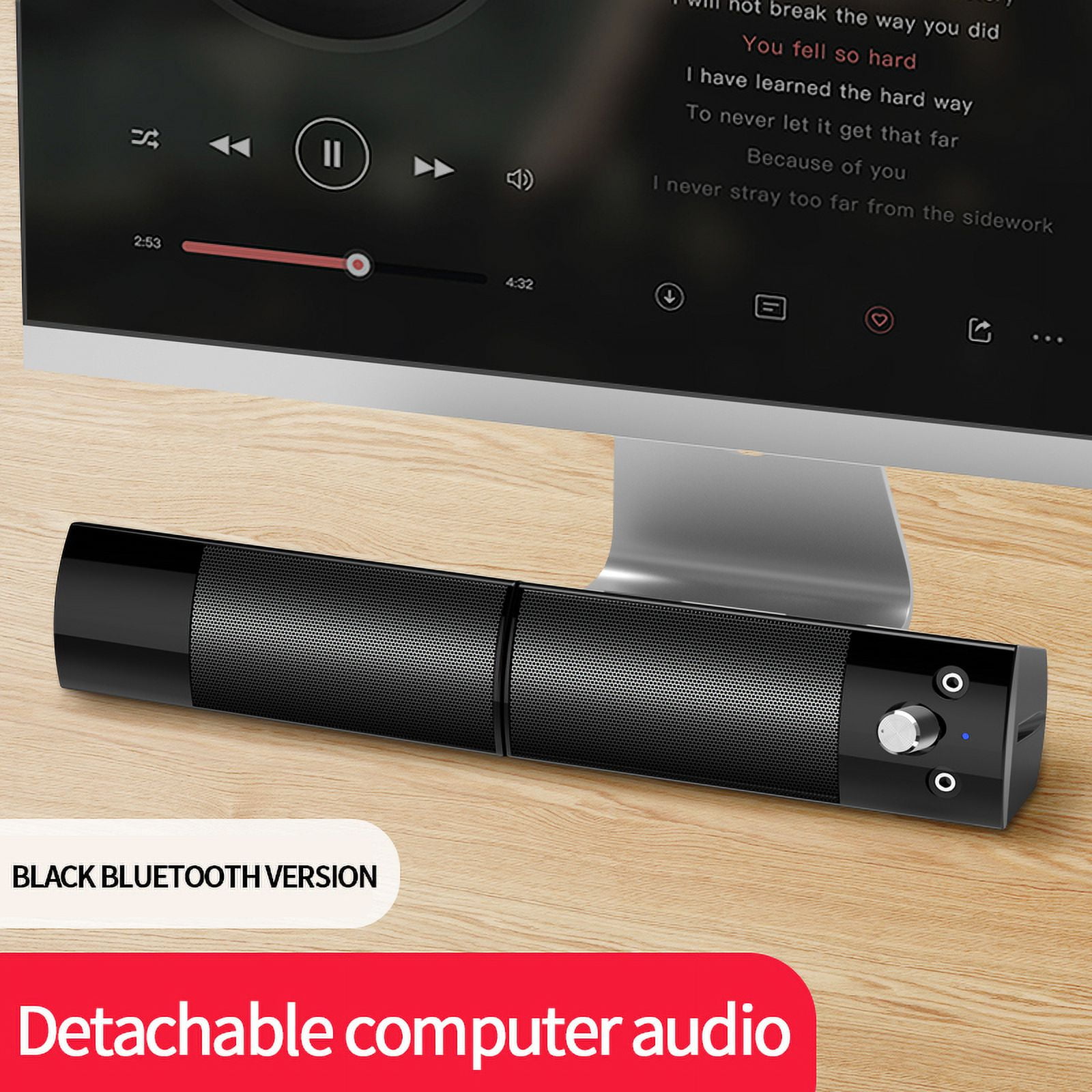 Desktop Computer Speakers USB Connection Powerful Bluetooth Stereo ...