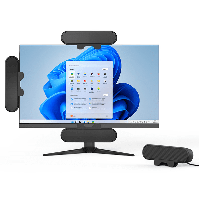 Desktop Computer Speakers, Wired Monitor Speaker Bar with Clip-On ...