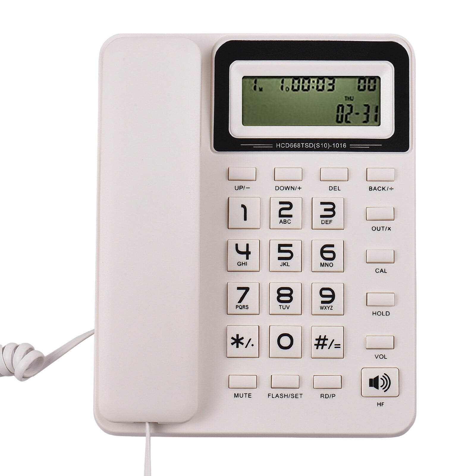 Desktop Corded Landline Phone Fixed Telephone with LCD Display Mute/ Pause/ Hold/ Flash/ Redial ...