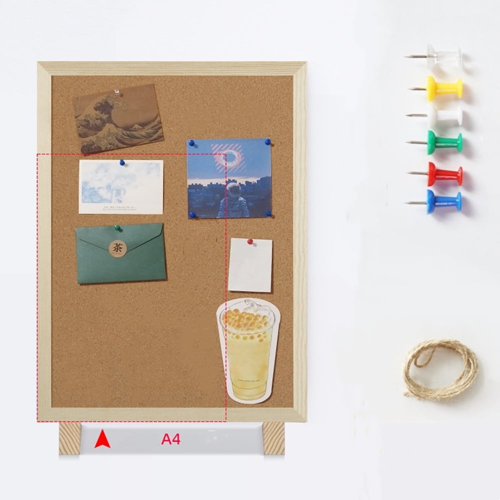 Desktop Cork Board With Stand, Memo Board Bulletin Board Rectangle Wood ...