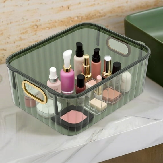 Desktop Cosmetic Storage Box Transparent Soot Proof Organizer with Lid ...