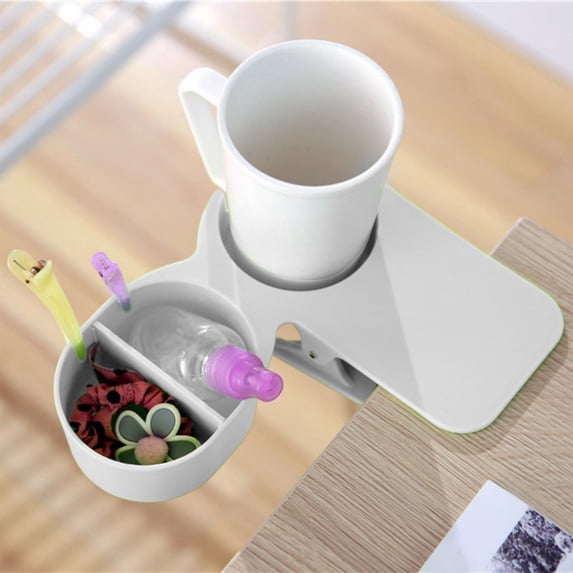 Desktop Cup Holder Organizer, Double Grid Storage Rack with Fixed Cup ...