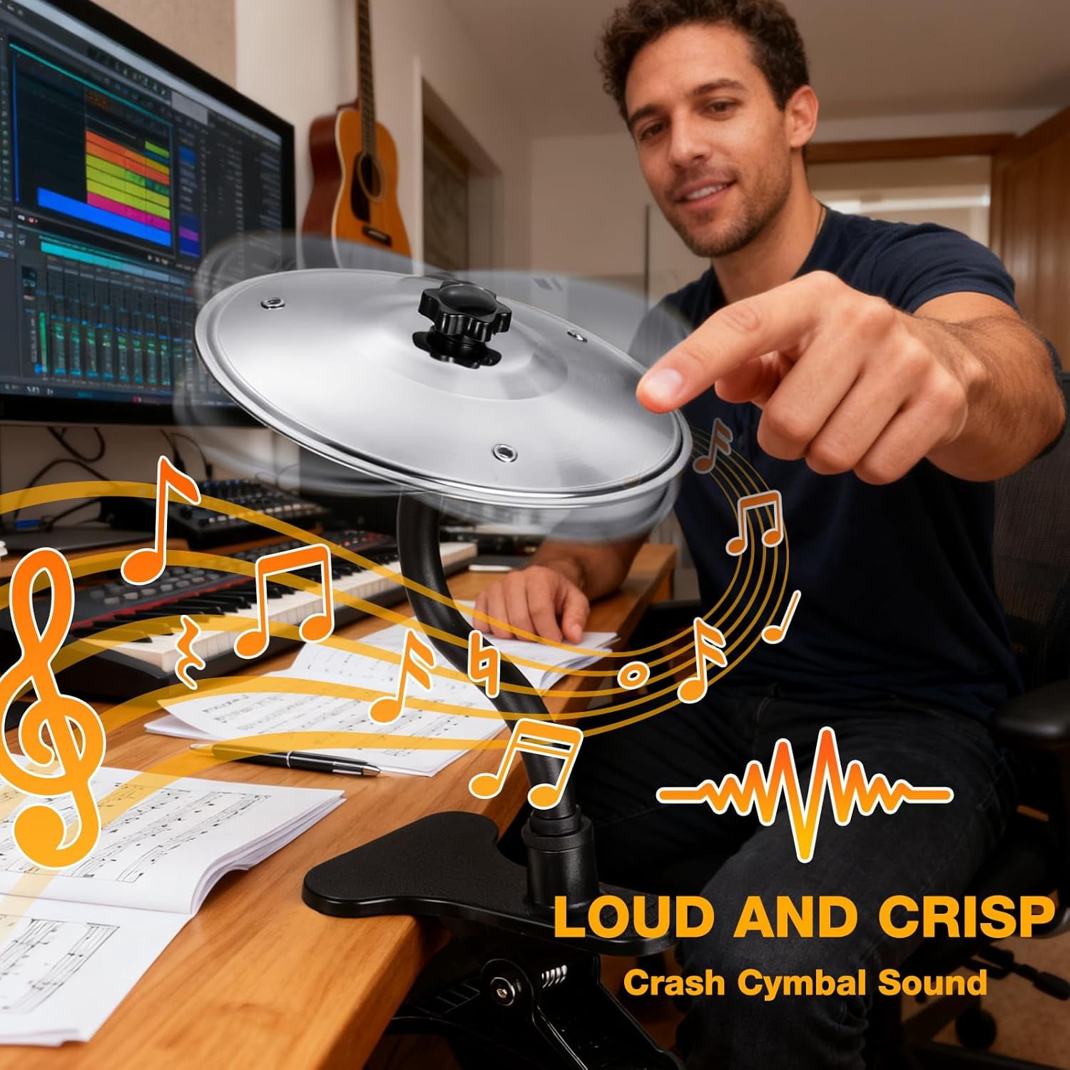 Desktop Cymbal with Clamp Mount - Portable Metal Percussion Instrument ...