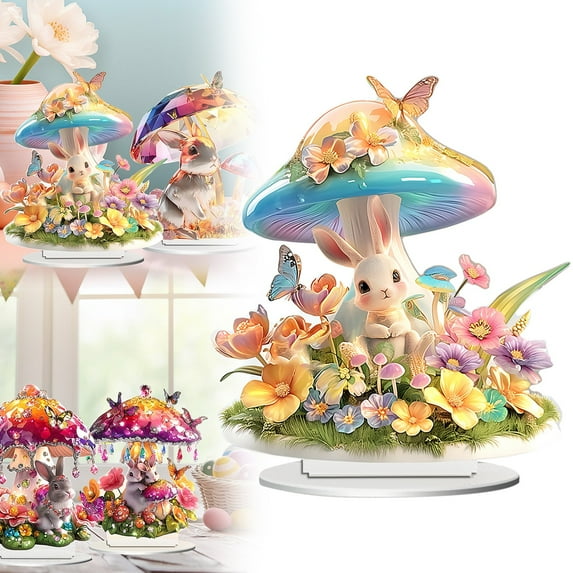 Desktop Decor,Easter Bunny Tabletop Decor Colored Under A Pair Of 2D ...