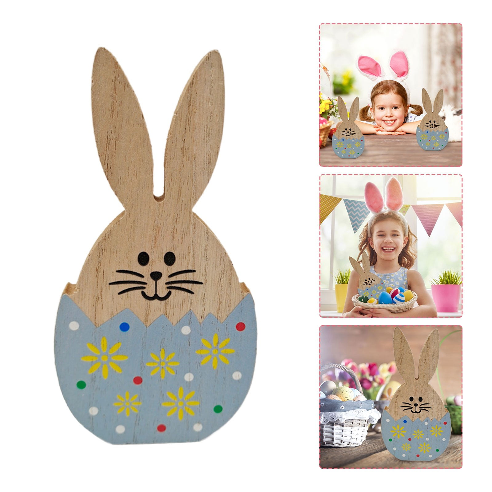 Desktop Decor,Easter Bunny Wooden Craft Ornament Desktop Decoration ...