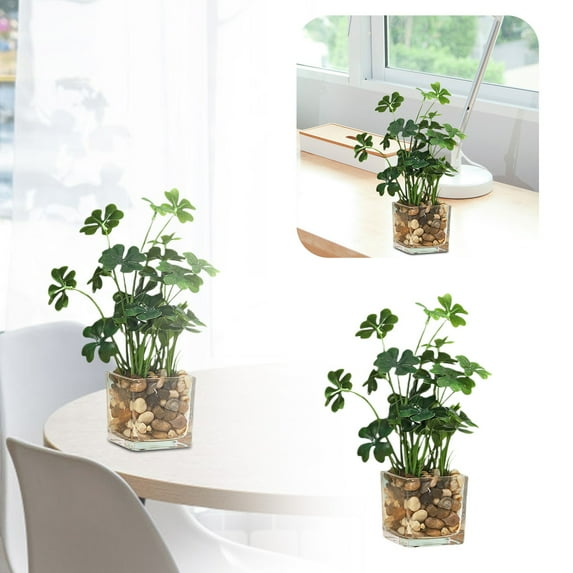 Desktop Decor,Lifelike Four Artificial Plant Pot Decor: 9.84×2.76×2.56 ...