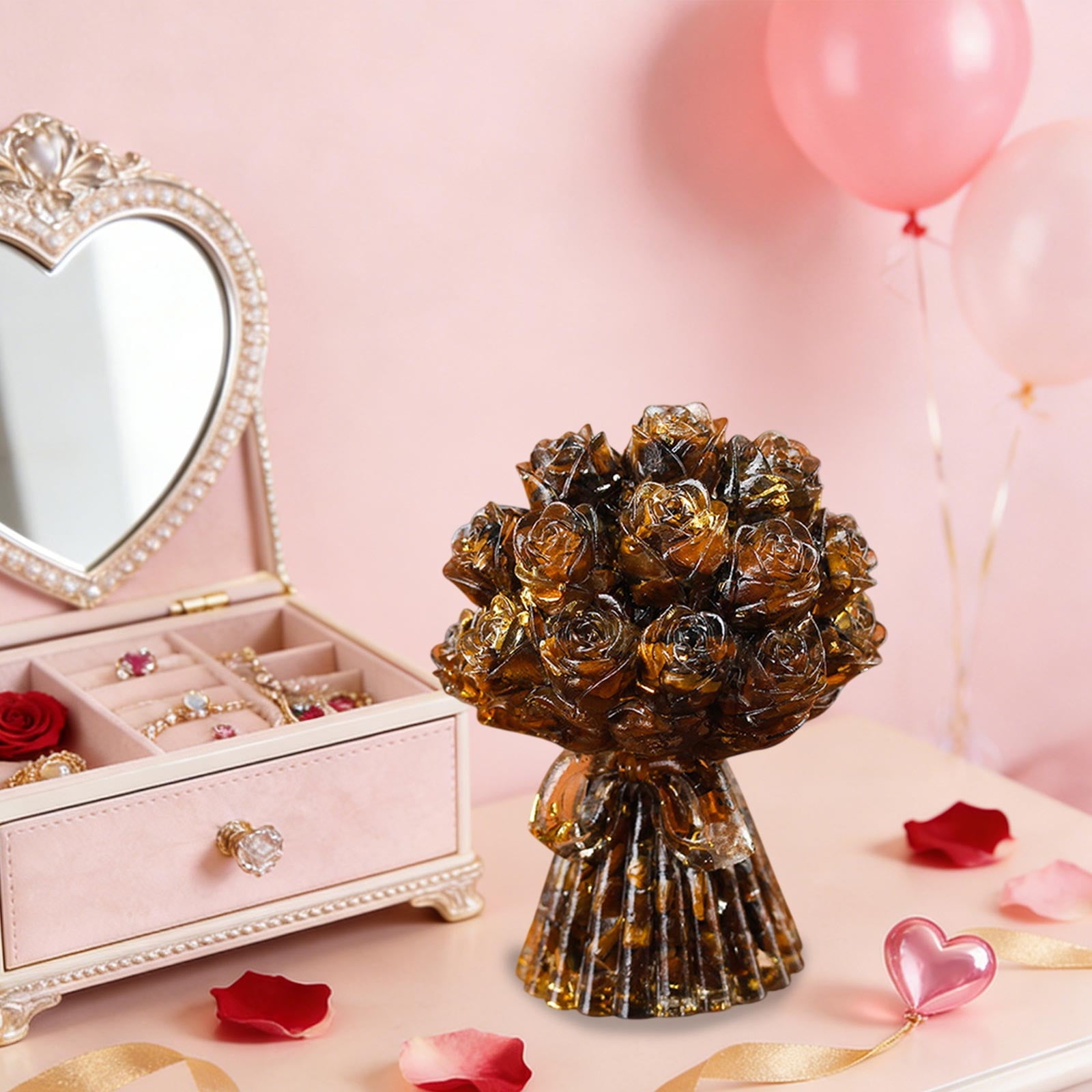 Desktop Decor Natural Crystal Chips Resin-Dipped Handheld Bouquet ...
