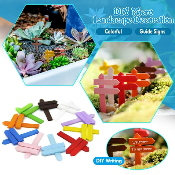 Desktop Decor,Wood Color Small Ornaments Signs Moss Micro- Ornaments ...