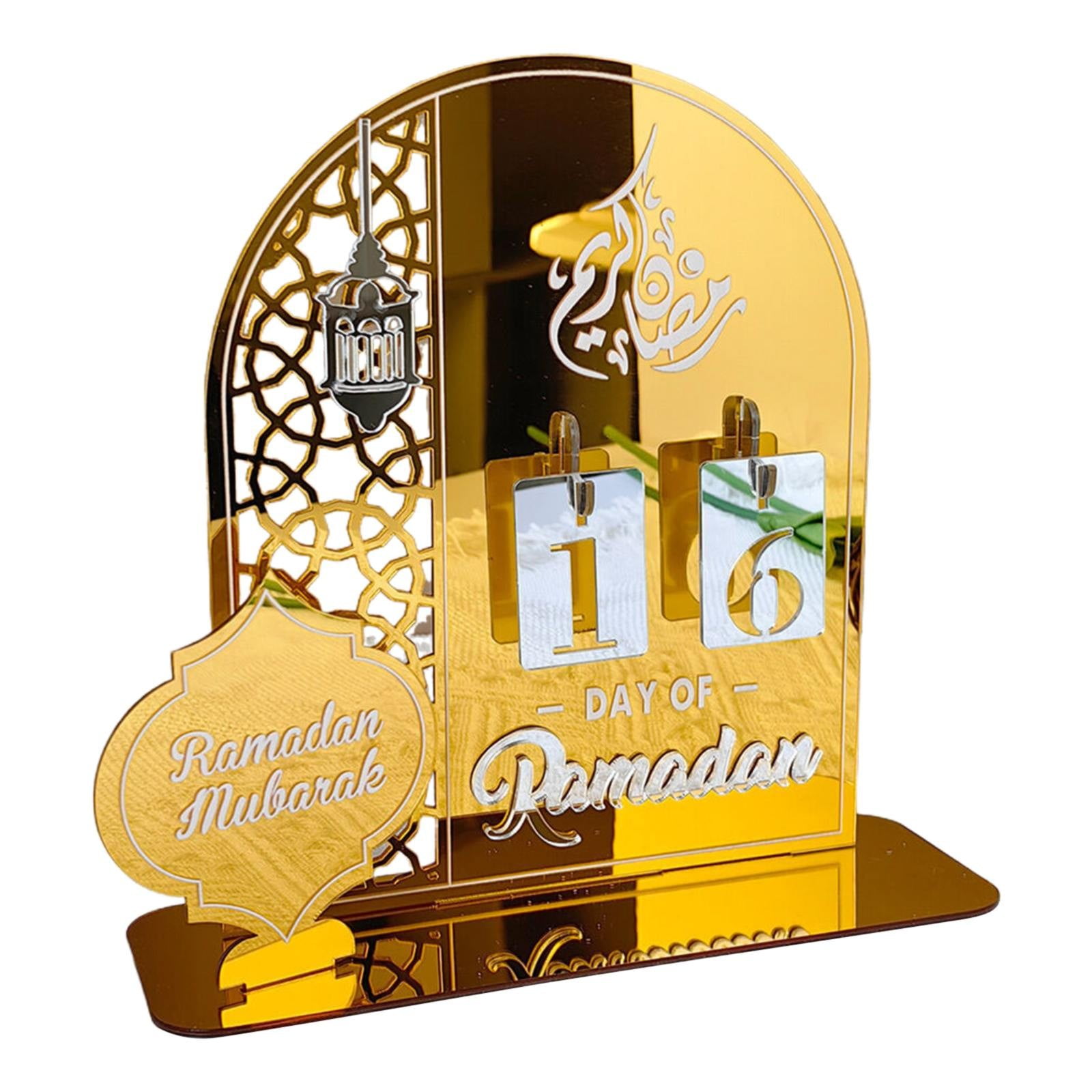 Desktop Decoration 2025 Acrylic Ramadan Countdown Calendar Golden ...