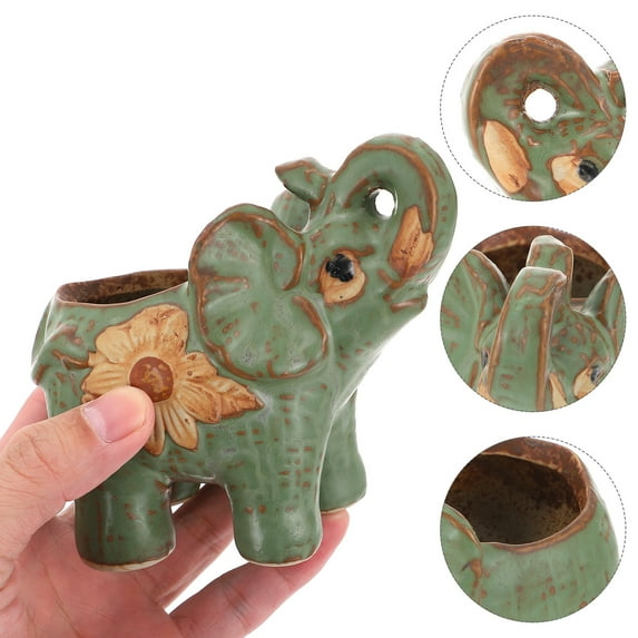 Desktop Decoration Succulents Plants Pot Elephant Shaped Ceramic Flower ...