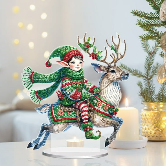 Desktop Diamond Art Painting Kit, Angel Riding a Fawn DIY Desktop ...