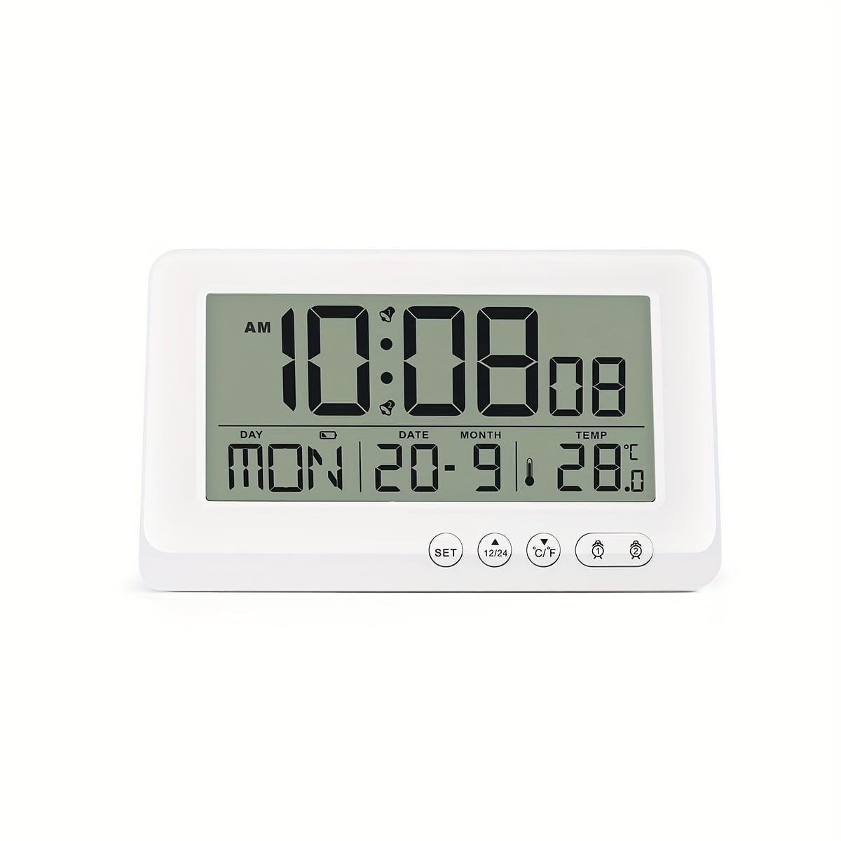 Desktop Digital Large Screen Alarm Clock with Dual Alarms, AAA Battery ...