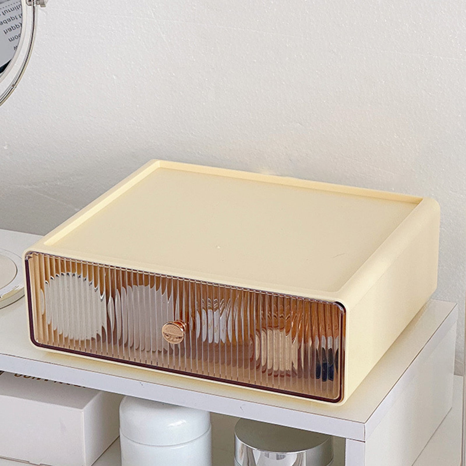 Desktop Drawer Organizer, Storage Box, Adjustable Shelf, Modern Glass ...