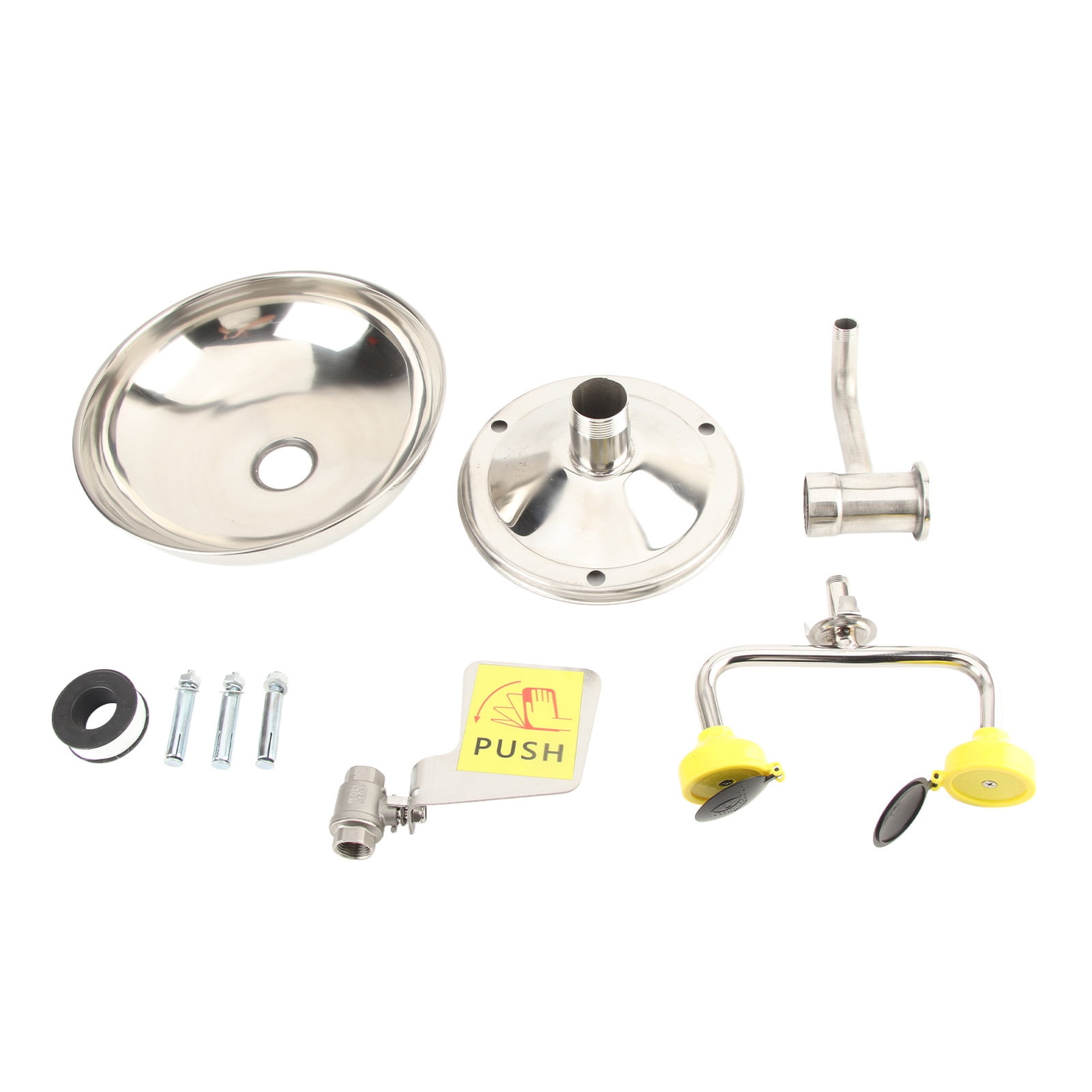 Desktop Eye Wash Station, Dual Nozzle, 304 Stainless Steel, Push Handle ...