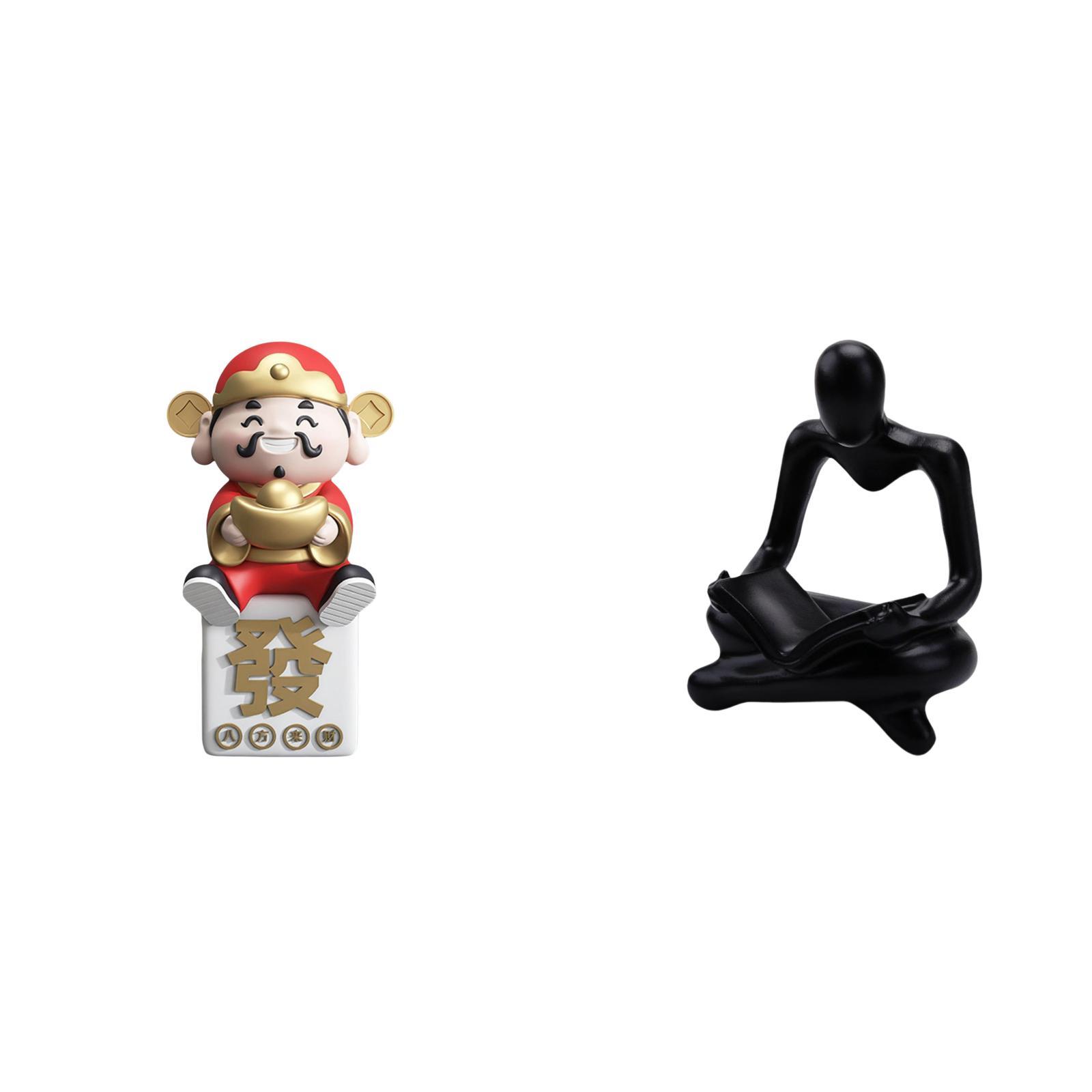 Desktop Figurine Cartoon God of Fortune Abstract Sculpture Resin Craft ...