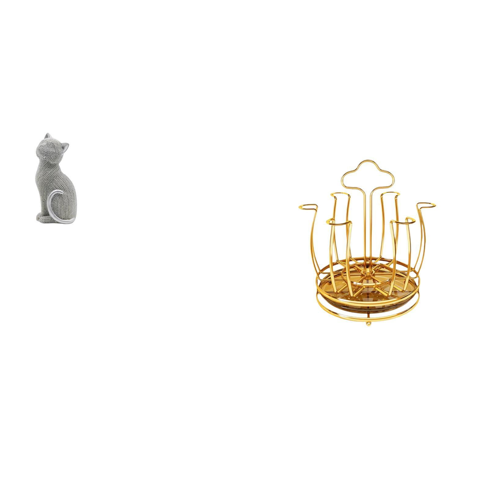 Desktop Figurine Cat Statue Mug Holder Rotatable Resin Design for Home ...