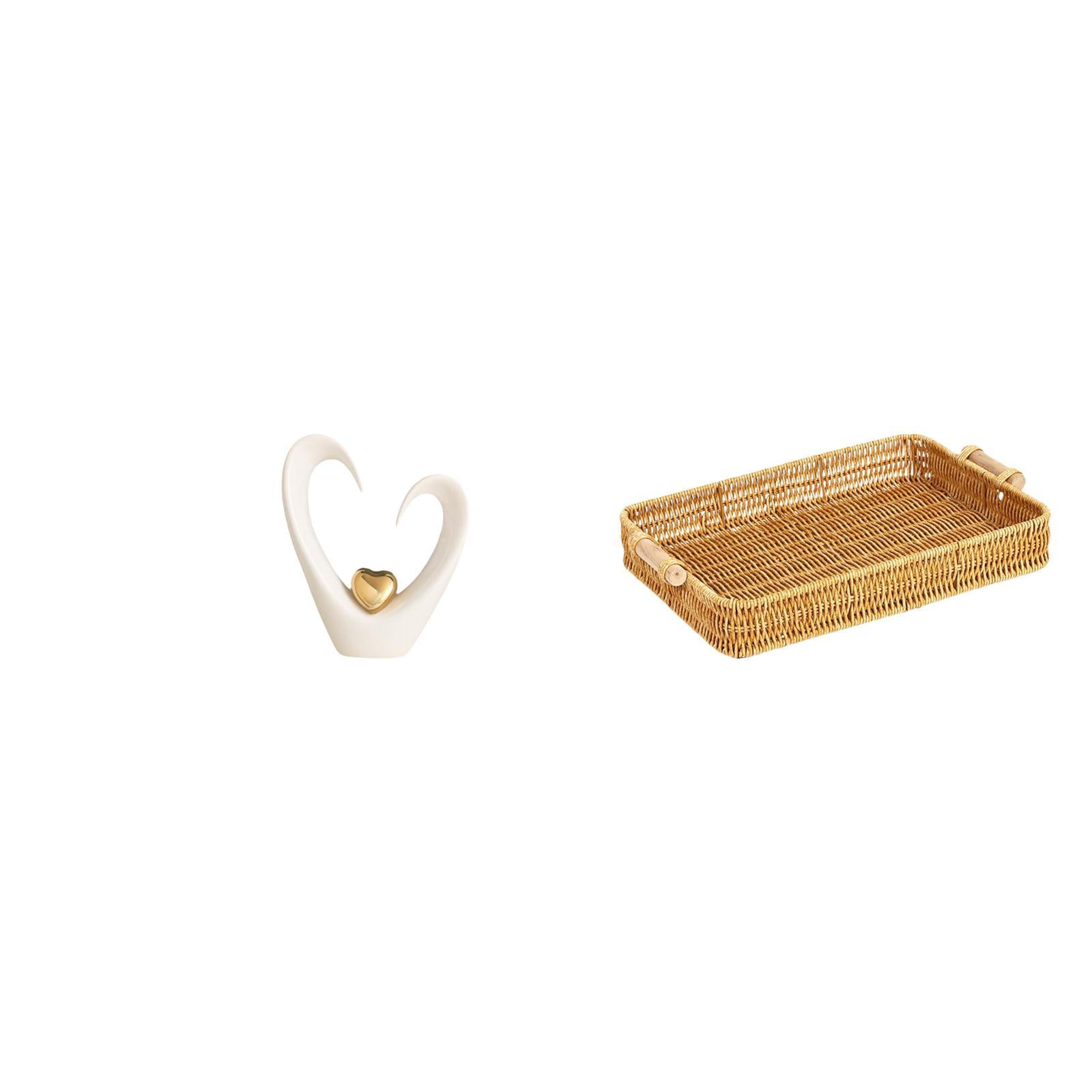 Desktop Figurine Heart Sculpture Storage Basket Ceramic Material for ...