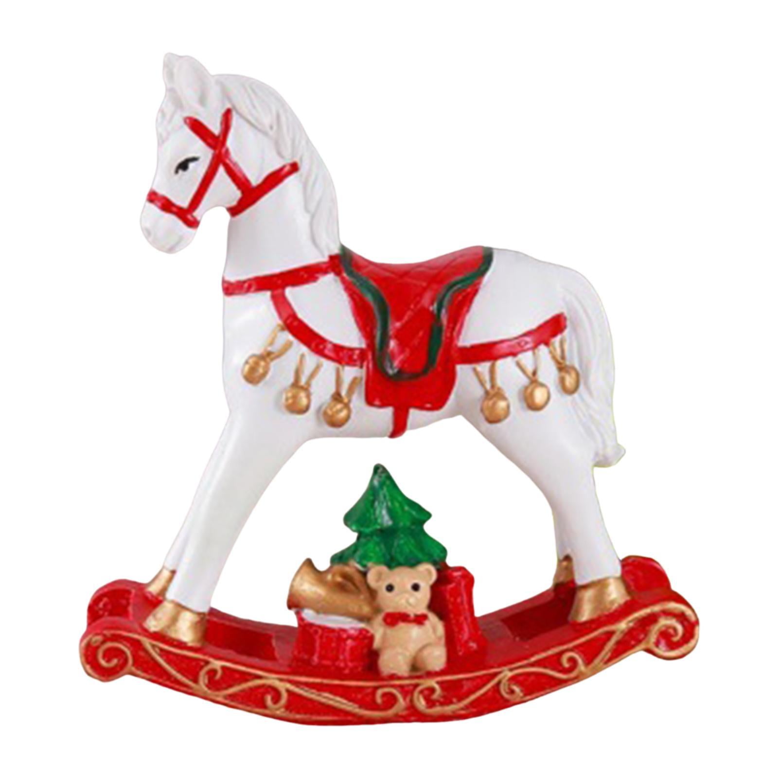 Desktop Figurine Rocking Horse Sculpture Resin Material Christmas Table ...