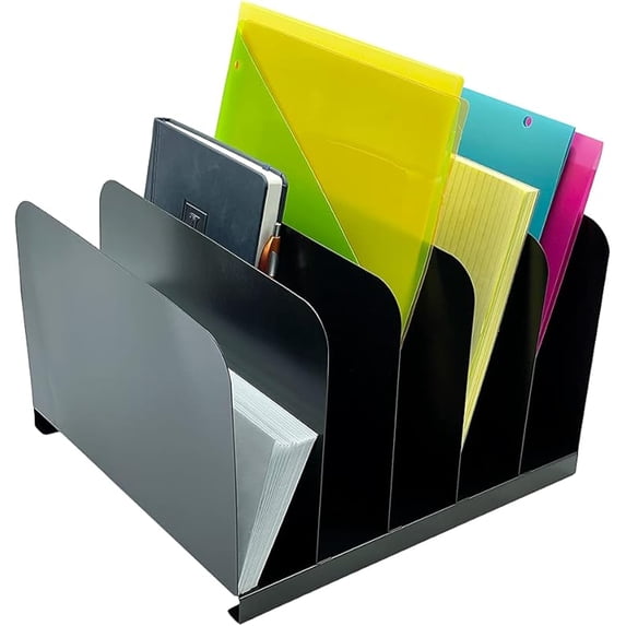 Desktop File Binder Organizer Storage Vertical 8 Slot, Black Commercial ...