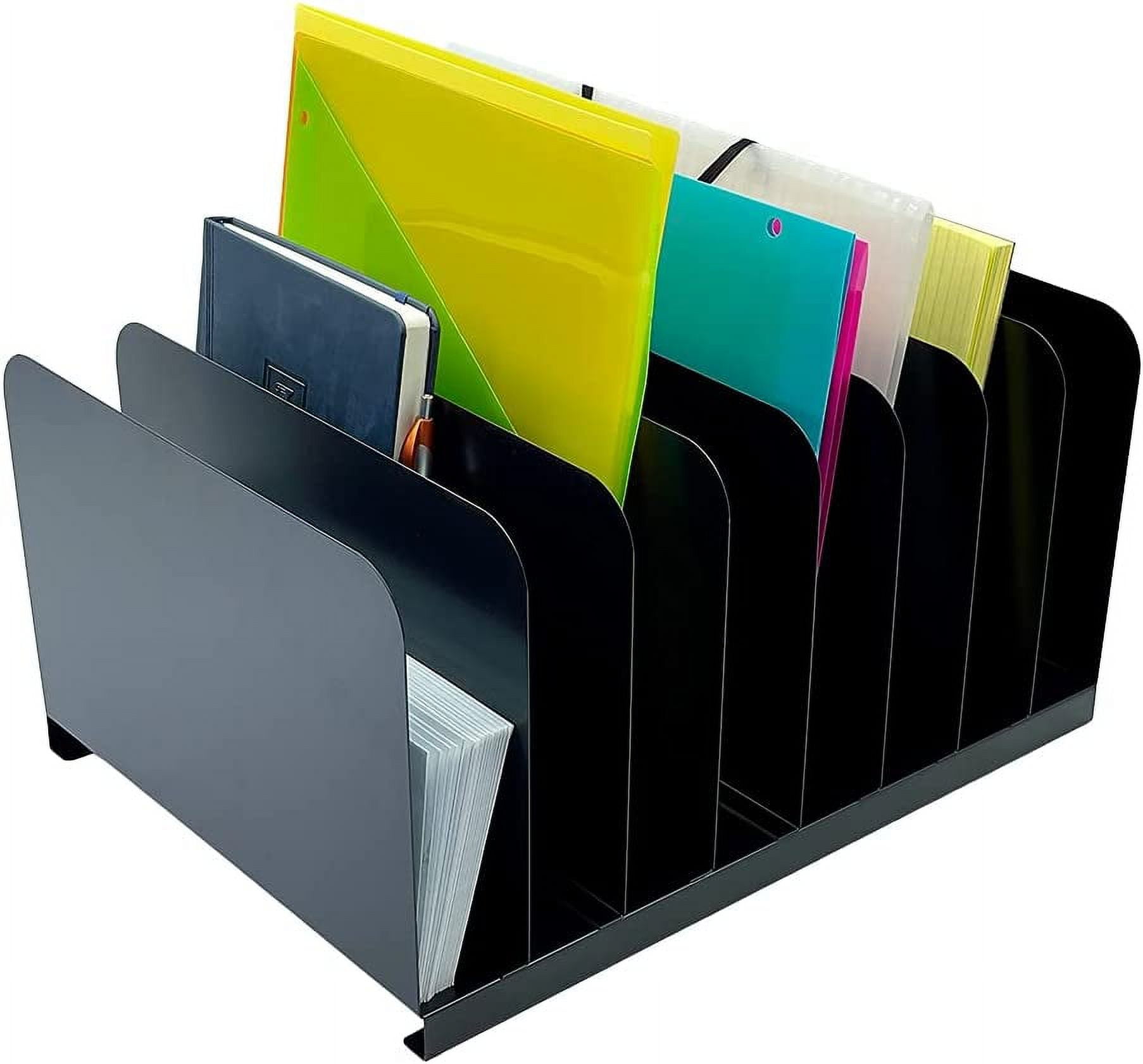 Desktop File Binder Organizer Storage Vertical 8 Slot, Black Grade ...