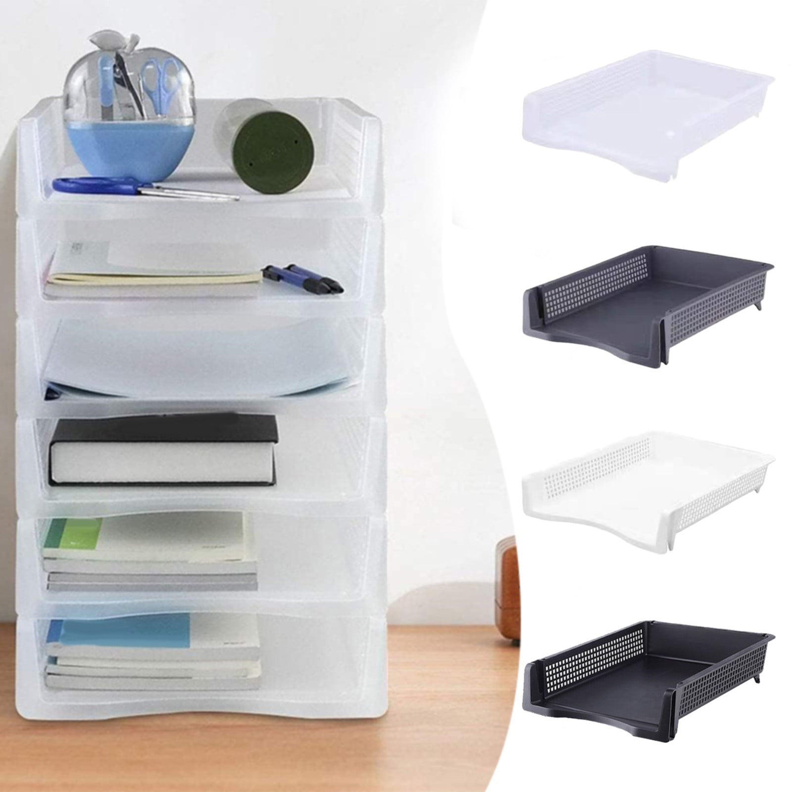 Desktop File Box Organizer Stackable Laminated Paper Rack and Storage ...